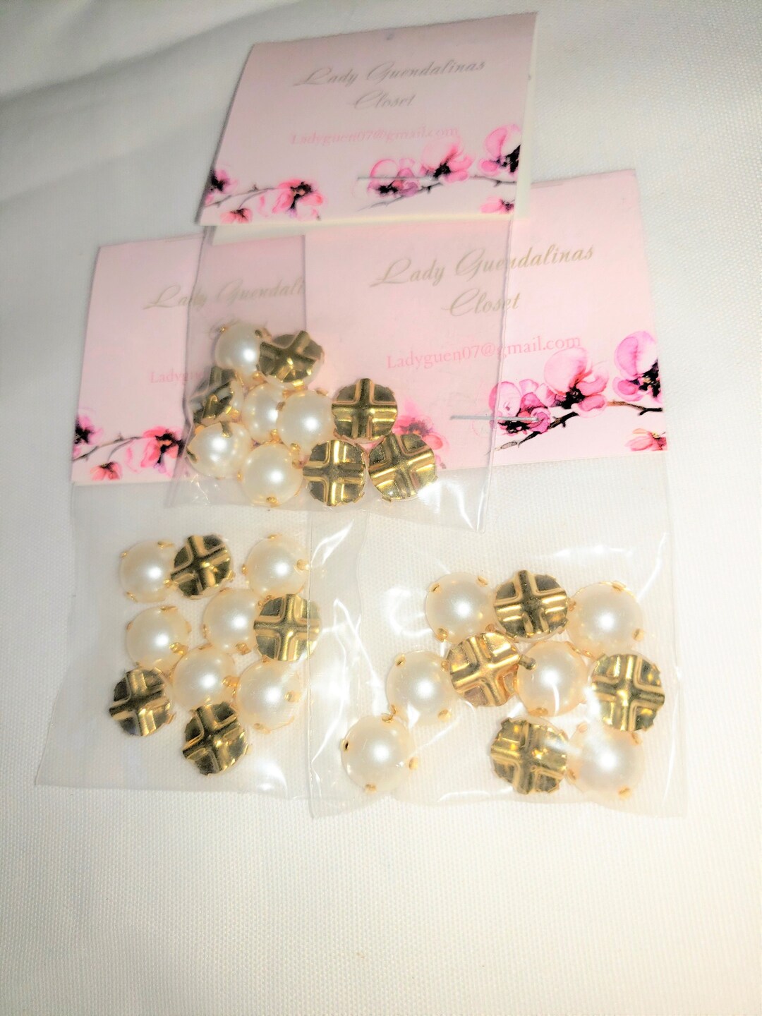 30 Pieces Pearl Sew on Embellishments With Gold Settings Pearl ...