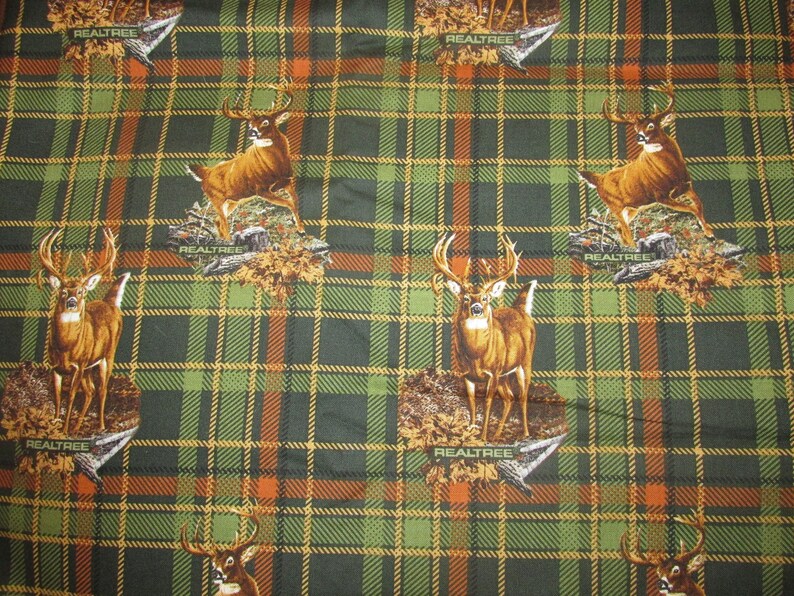 Deer Stag Buck Fabric Plaid Wildlife Quilt Cotton Licensed Realtree Diy ...