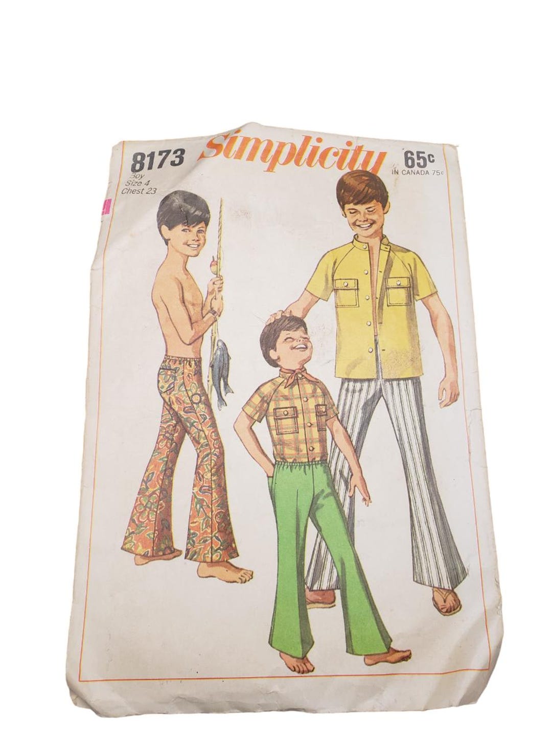 Boys Shirt and Flare Pants Pattern Vintage Simplicity 8173 Size 4 Mad ...