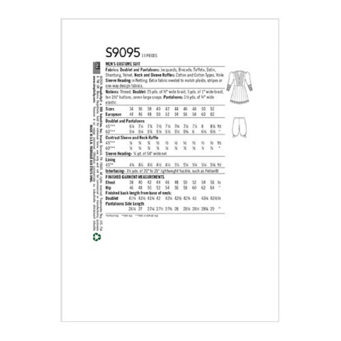 Men's Historical Tudor Sewing Pattern Costume Doublet Pantaloons ...