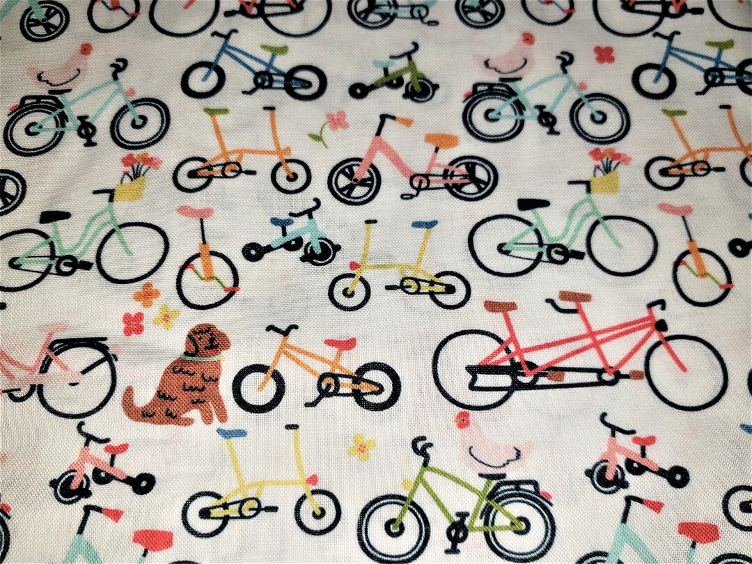 Retro Bicycle Kitch Fabric Solvejg Makaretz Quilt Cotton Bike Toss ...