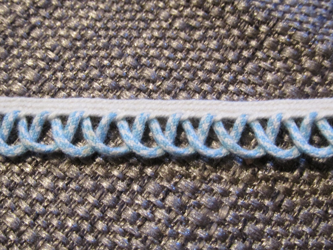 Vintage Blue/white Braid Trim Mini Loop Fringe 1970s 70s Trimtex Edging ...