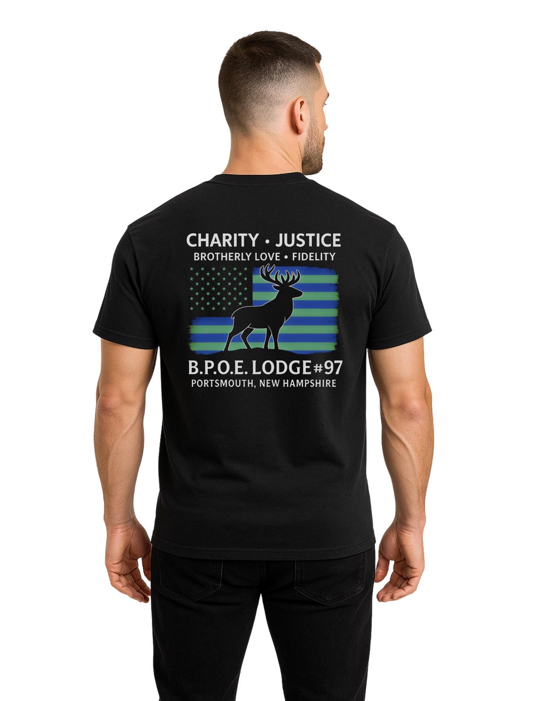 Elks Lodge T-shirt, B.P.O.E. Flag Design, Gildan Black Tee - Etsy