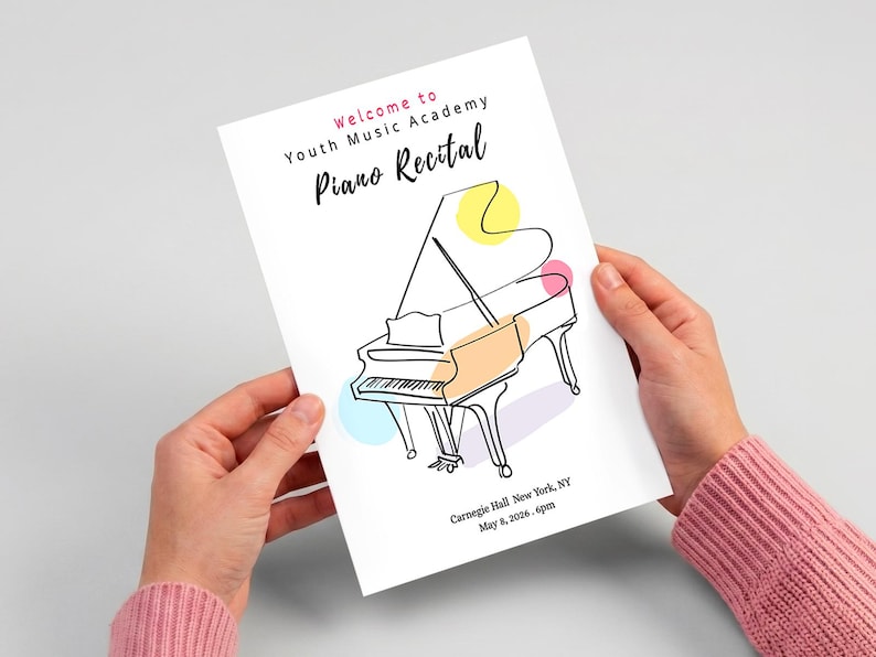 Editable Piano Recital Program Template | Music Teacher Canva Design ...