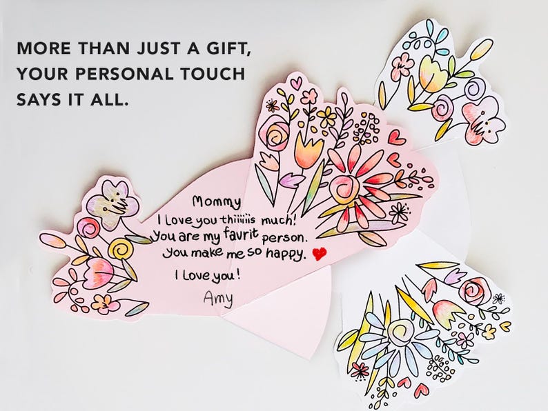 Personalized Paper Flower Bouquet Card, DIY Craft (digital Download) - Etsy