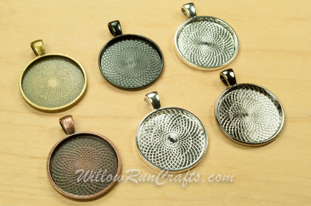 30 Pcs 25mm Circle Pendant Trays, Circle Bezels in Antique Bronze ...
