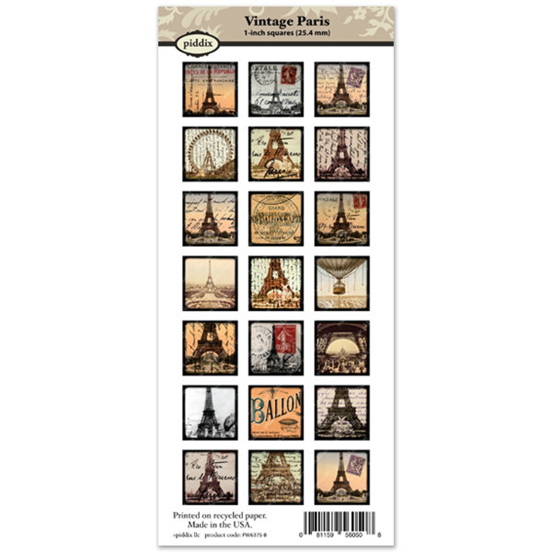 Piddix Vintage Paris Collage Sheet Many Sizes, Pendant Images, 1 Inch ...