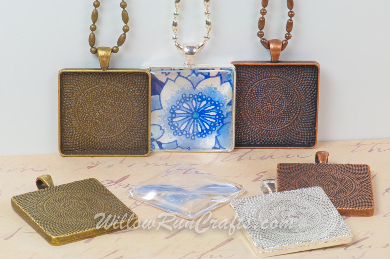 20 DIY Pendant Kits 30mm Square Pendant Trays With Glass and - Etsy