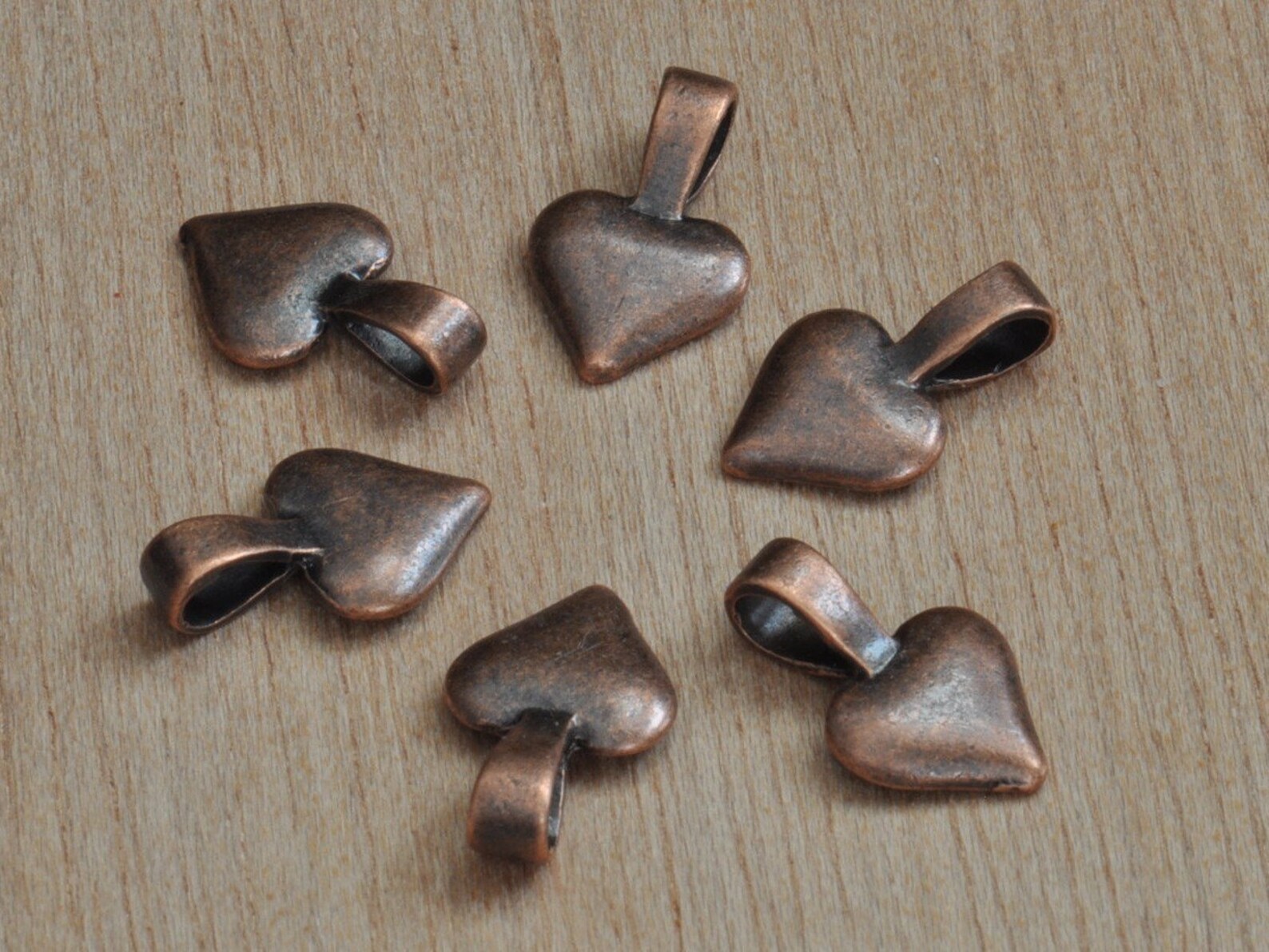 25 Small Antique Copper Heart Bails Necklace Bails - Etsy