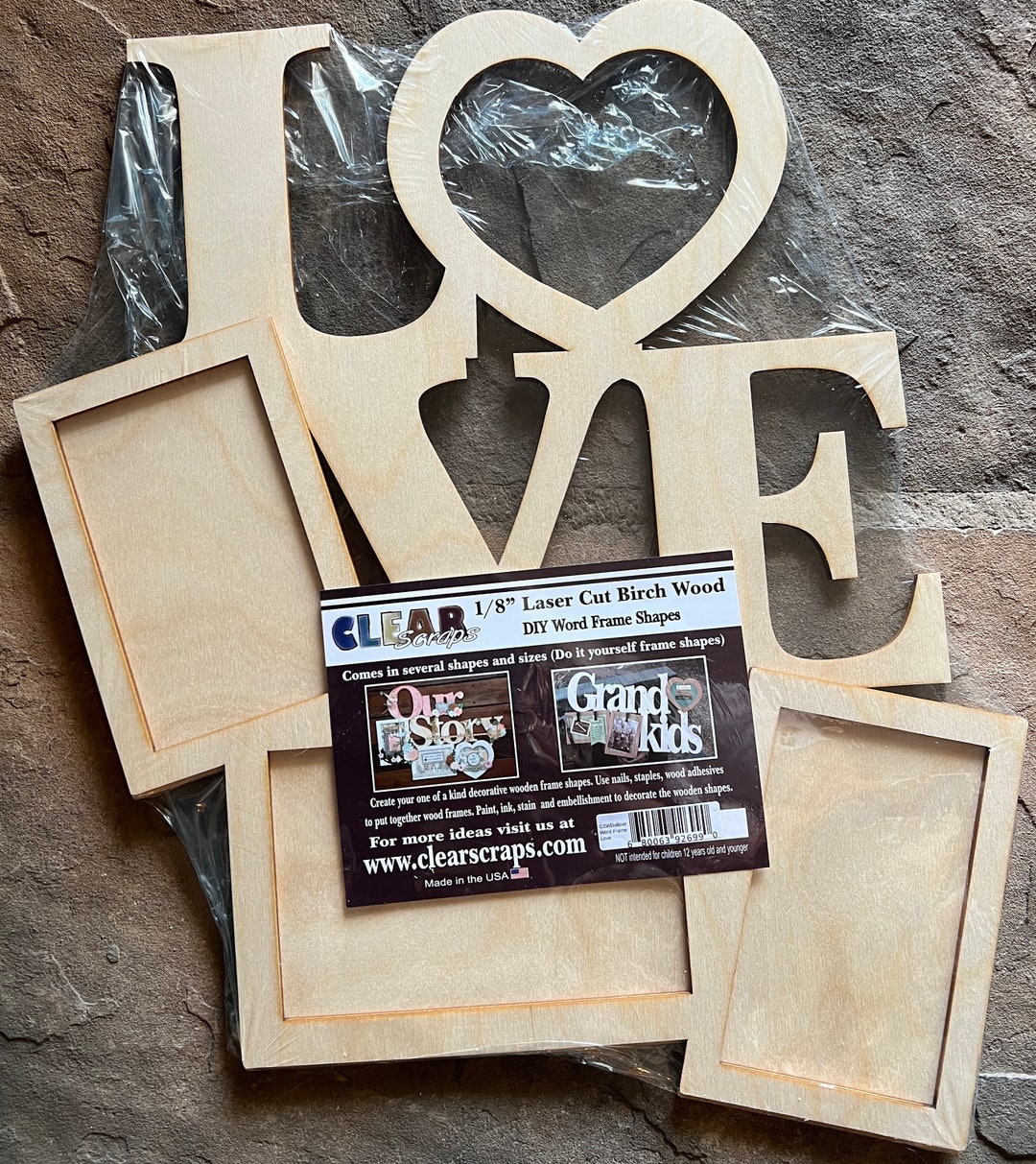 Love 1/8" Birch Wood Frame DIY Picture Frame Large - Etsy
