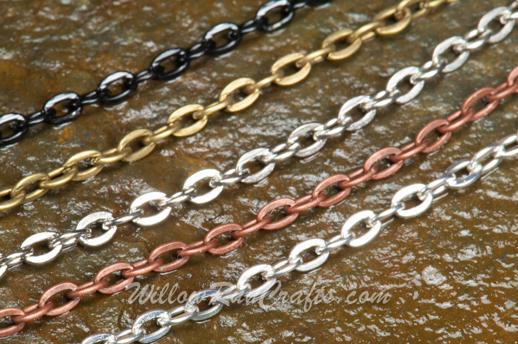 50 Metal Necklace Oval Chain 24 Silver Antique | Etsy