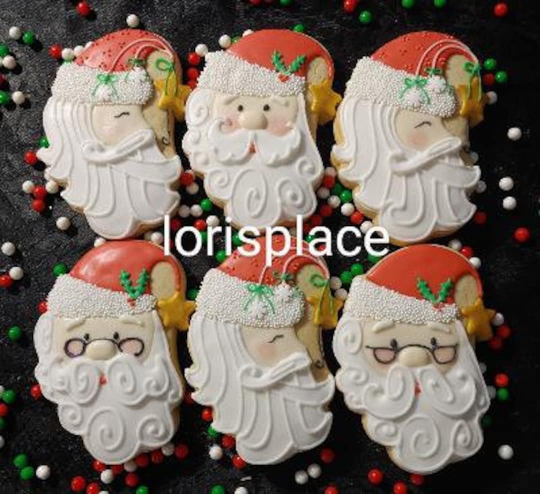 Santa Cookies SANTA FACE Cookies Santa Decorated Cookies Christmas ...