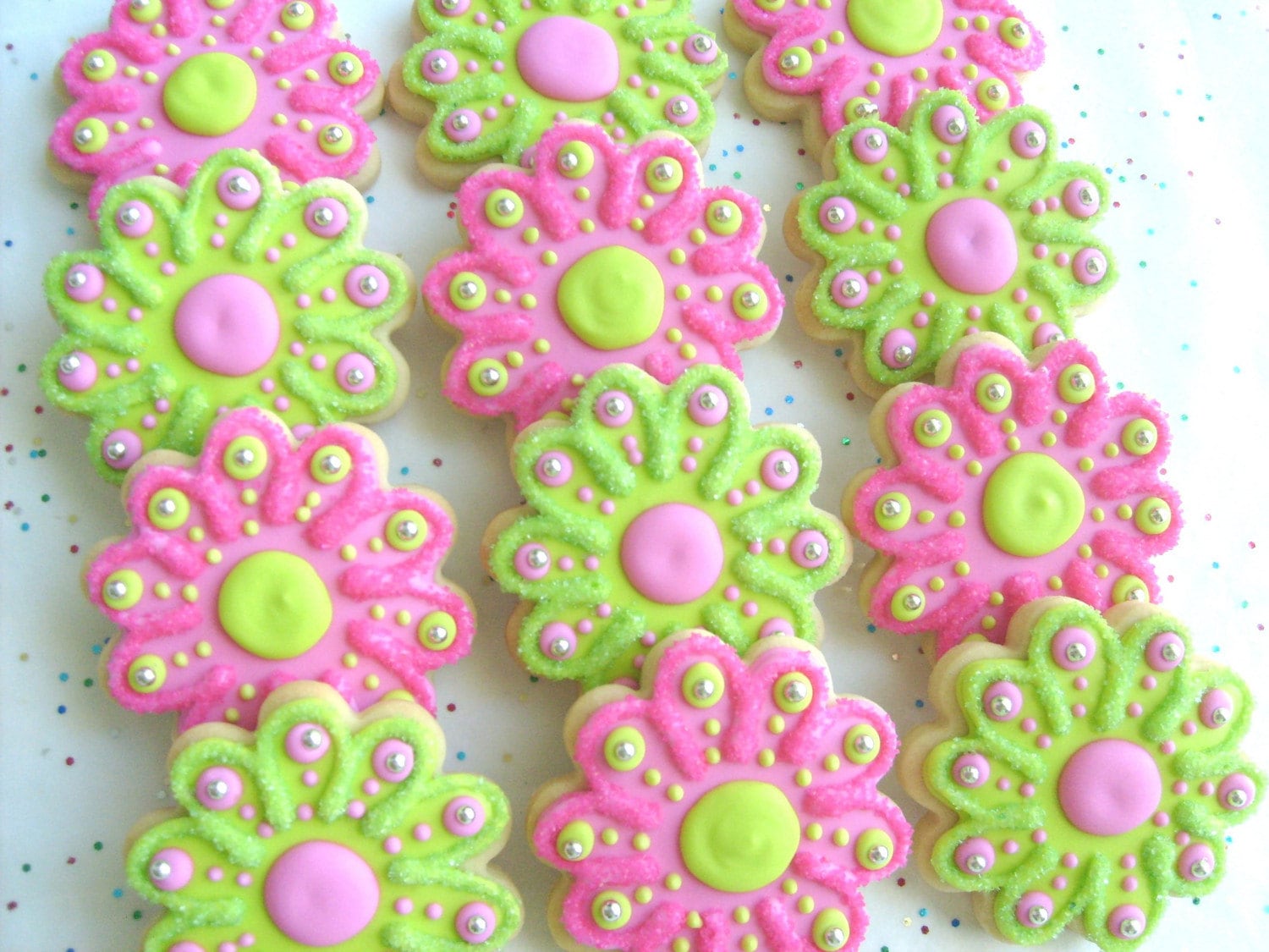 SPARKLE FLOWER COOKIES Flower Cookies Flower Decorated | Etsy