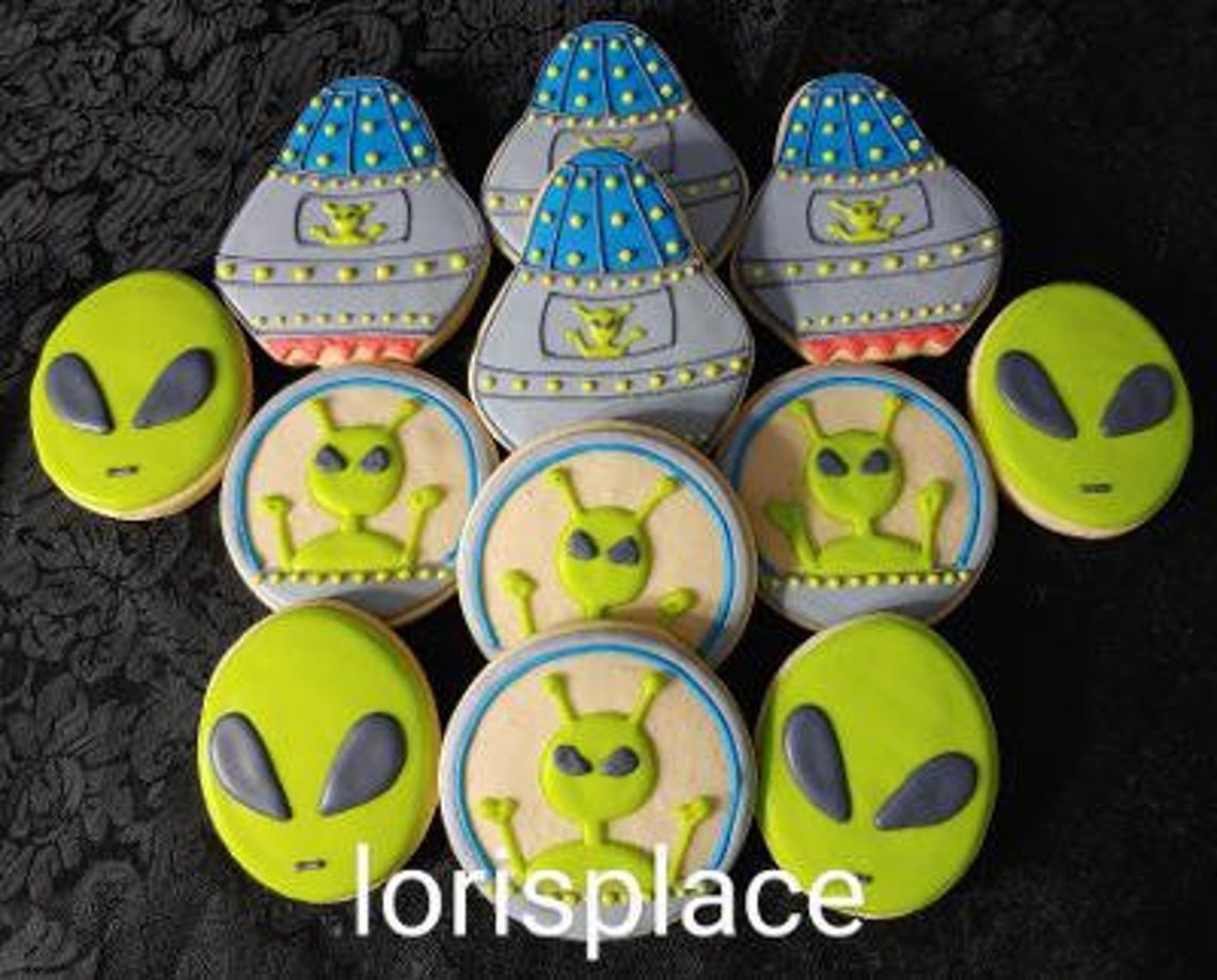 UFO Cookies Alien Cookies 12 Cookies - Etsy