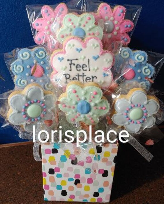 Get Well Cookie Bouquet 9 Cookies - Etsy UK