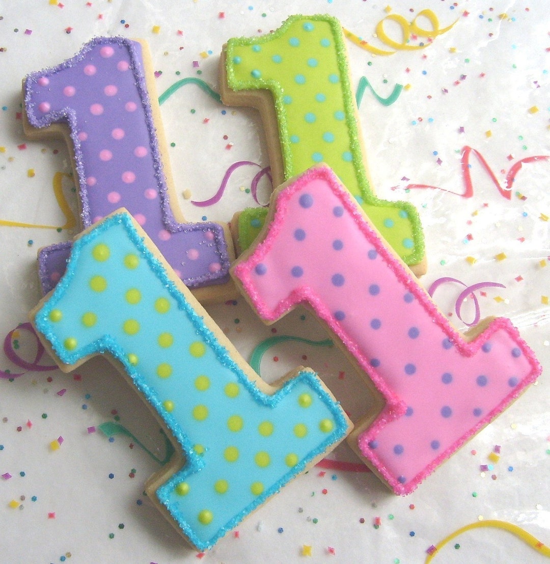 Number One Cookies First Birthday Cookies Favors Number - Etsy