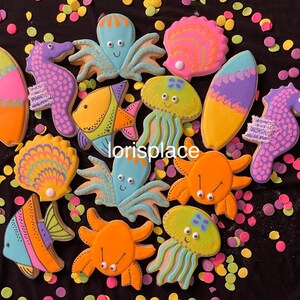 Sea Life Cookies- Octopus- Jelly Fish- Crab- Seahorse- Shells- Fish ...