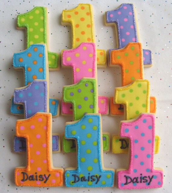 Number One Cookies First Birthday Cookies Favors Number | Etsy