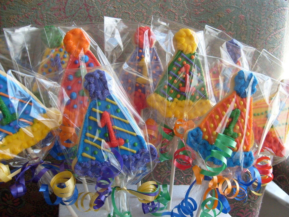 Birthday Hat Cookie Pops Party Hat Cookies 1st Birthday - Etsy