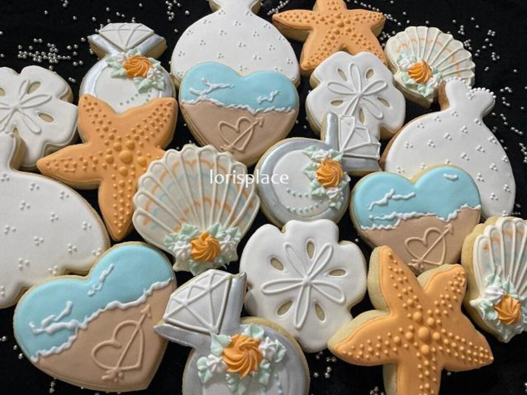 Beach Wedding Cookies - 18 Cookies - Coral Wedding Cookies - Etsy