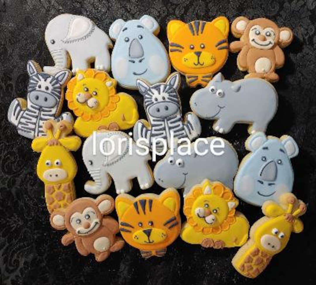 Safari Animal Cookies Jungle Animal Cookies 16 Cookies - Etsy