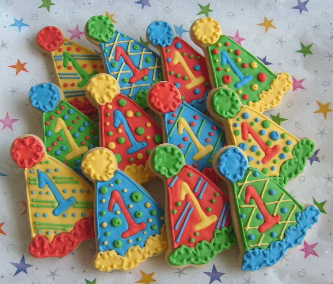 Birthday Hat Cookies - Party Hat Cookies - 12 Cookies - Etsy