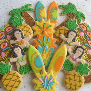Deluxe Luau Party Cookies - Luau Cookie Favors - 12 Cookies - Etsy