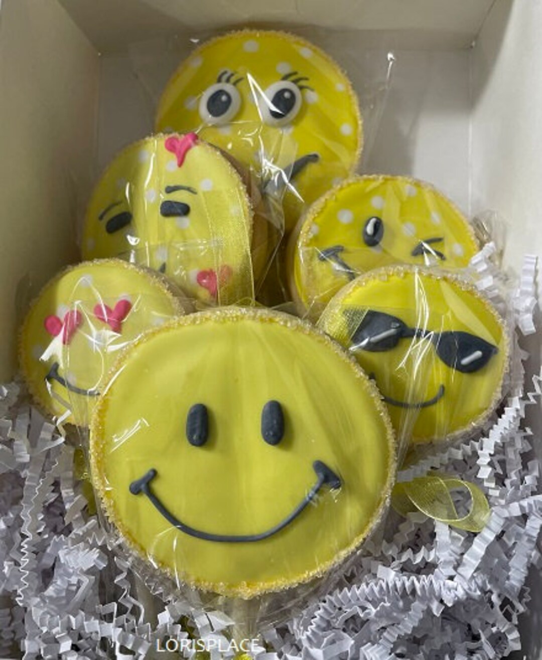 Smiley Face Box Cookie Bouquet - 6 Cookies - Etsy