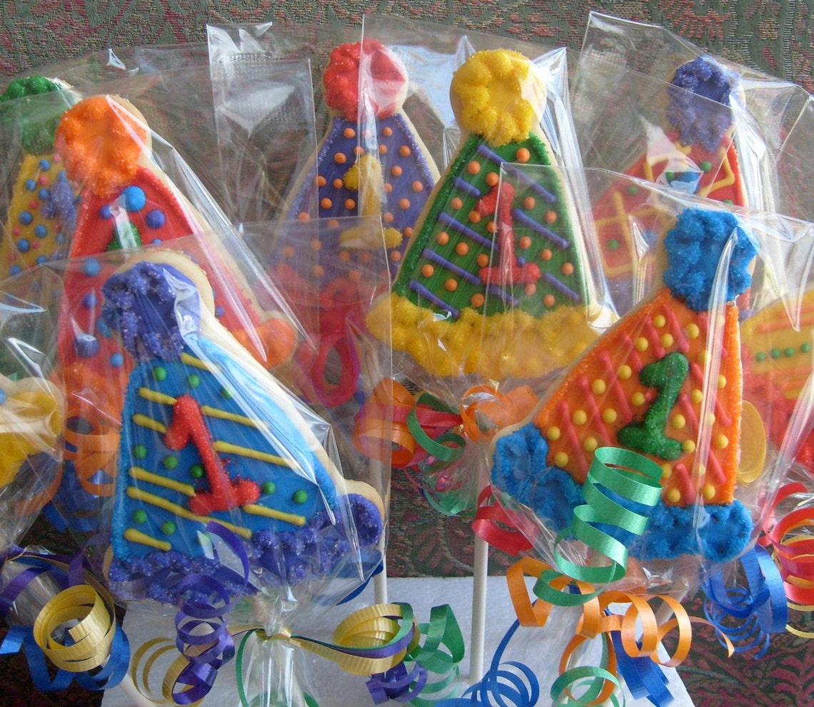 Birthday Hat Cookie Pops Party Hat Cookies 1st Birthday - Etsy