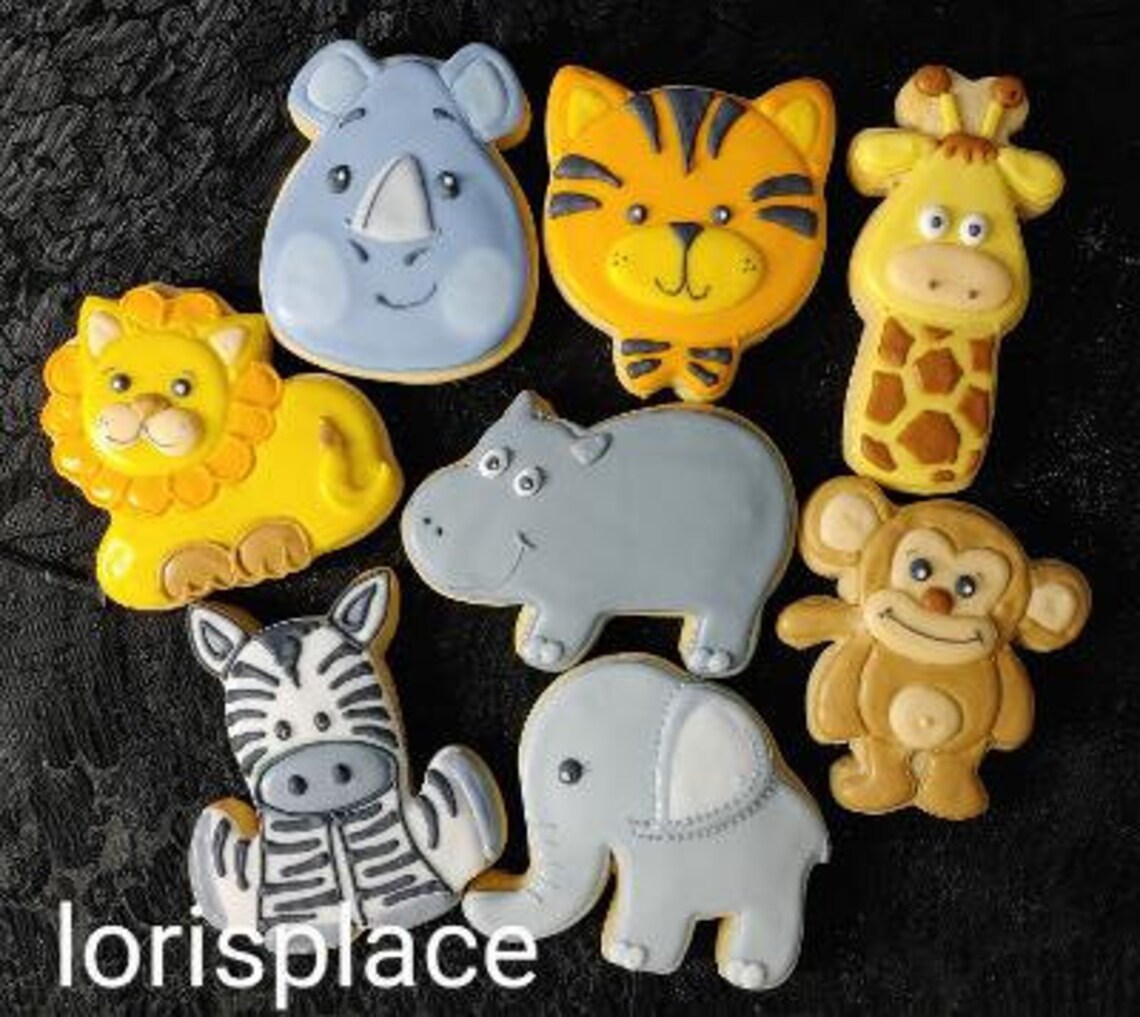 Safari Animal Cookies Jungle Animal Cookies 16 Cookies - Etsy