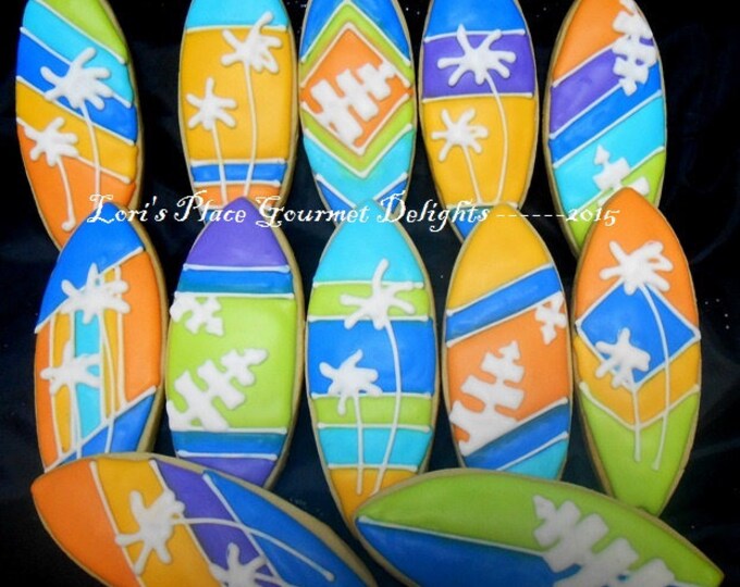 Surfboard Cookies - Surfboard Cookie Favors - 12 Cookies - Etsy