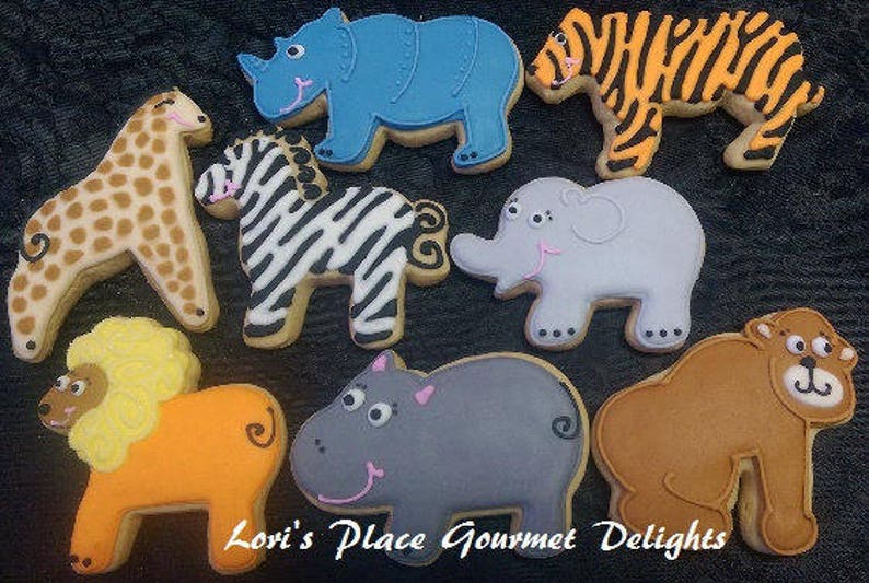 Zoo Animal Decorated Cookies Zoo Cookies 16 Cookies - Etsy