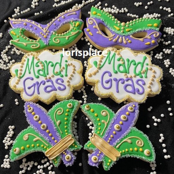 Mardi Gras Cookies - Etsy