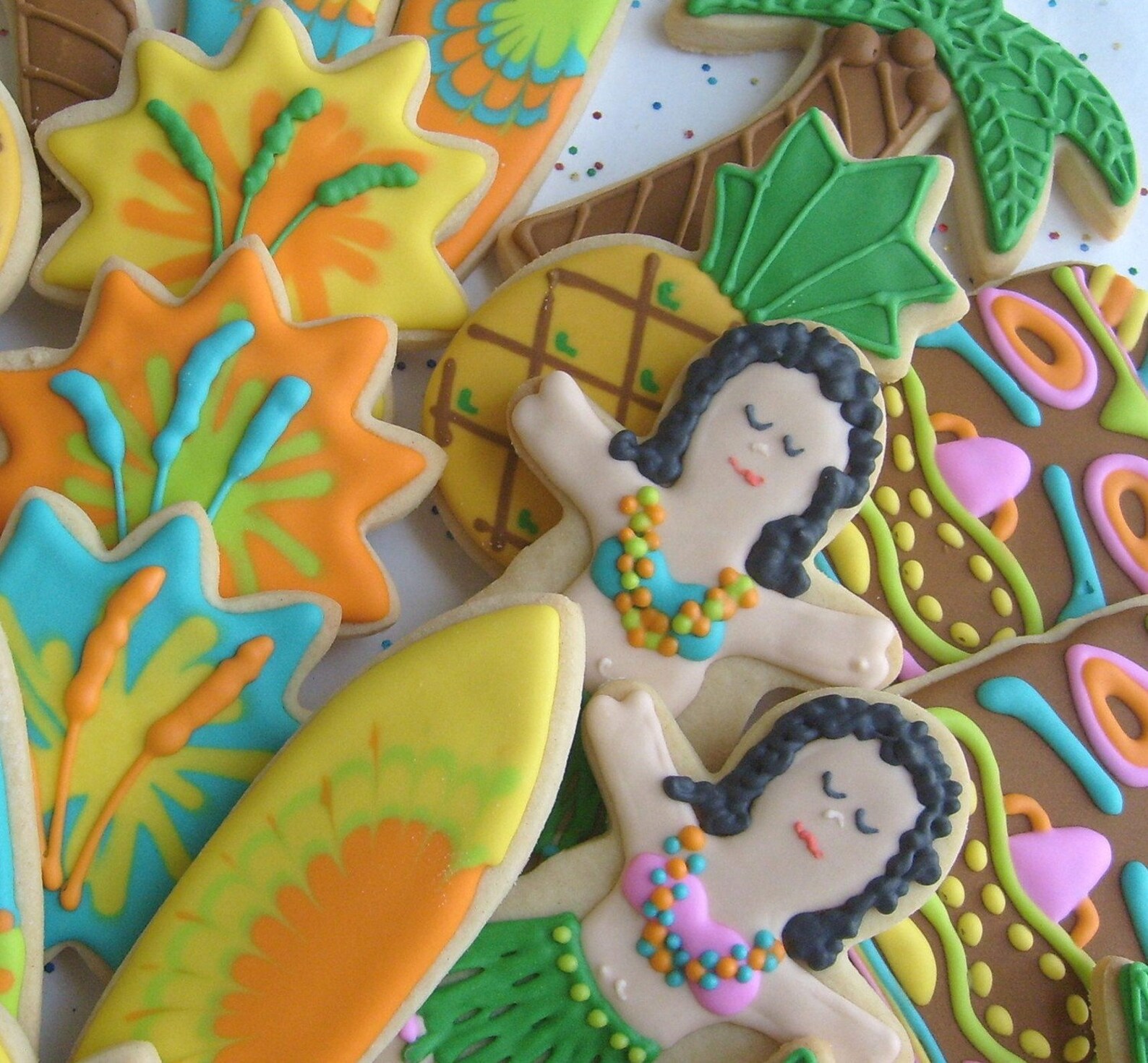 Deluxe Luau Party Cookies Luau Cookie Favors 12 Cookies - Etsy