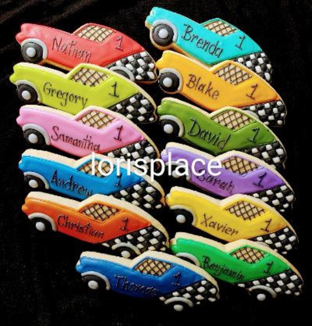 Race Car Cookies - Personalized Race Car Cookies - 12 Cookies - Etsy