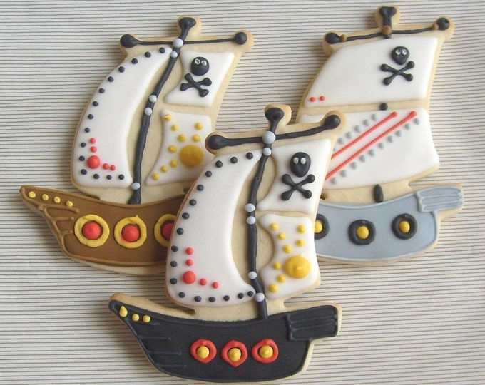 Pirate Ship Decorated Cookie Favors - Pirate Ship Cookies - 1 Dozen - Etsy