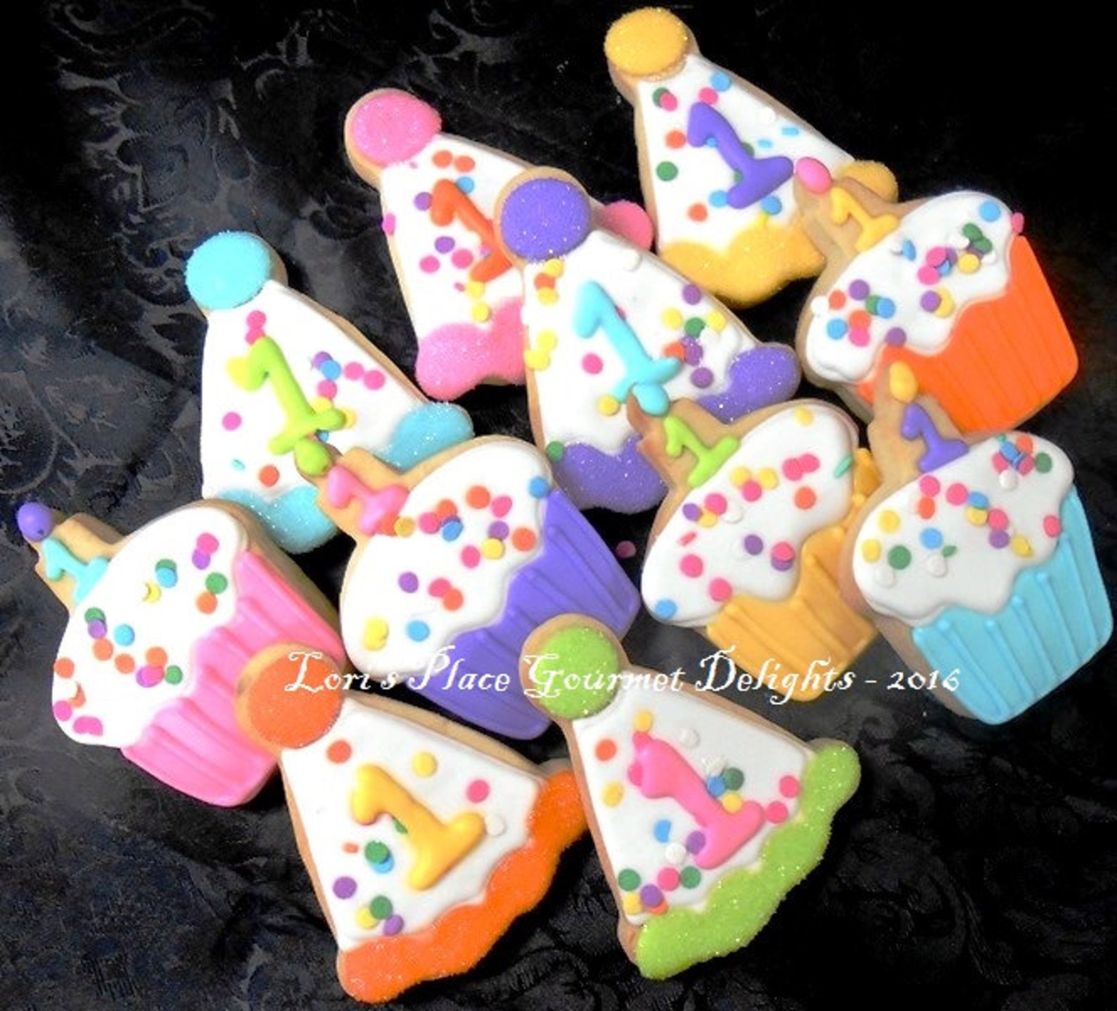 Confetti Birthday Cookies Cupcake Cookies Party Hat - Etsy