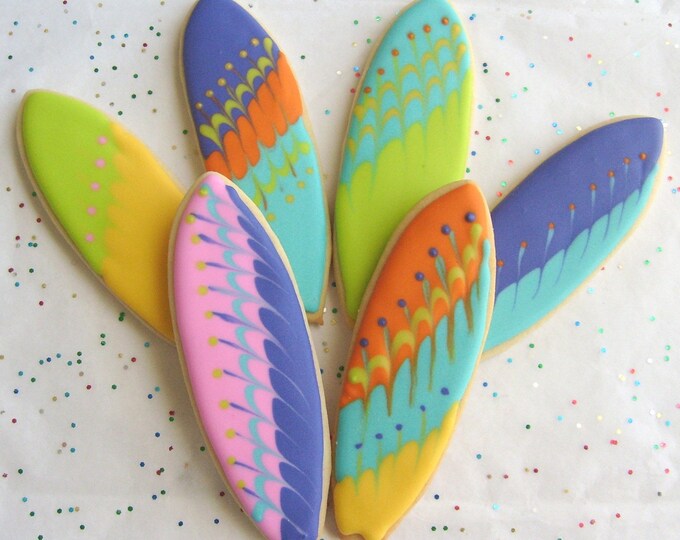 Surfboard Cookies - Surfboard Cookie Favors - Decorated Cookies - 1 ...