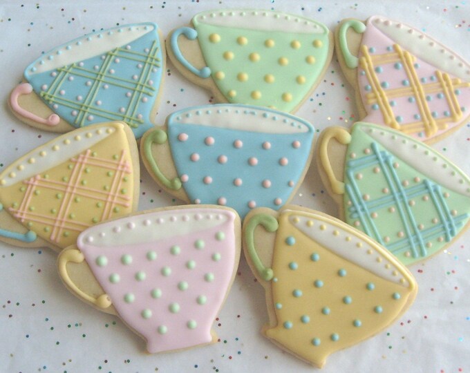 BREAK TIME - Tea Cup Cookie Favors - Tea Cup Decorated Cookies - Cookie ...