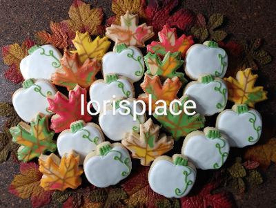 Mini Autumn Mix - Fall Decorated Cookies - Pumpkin and Leaves Decorated ...