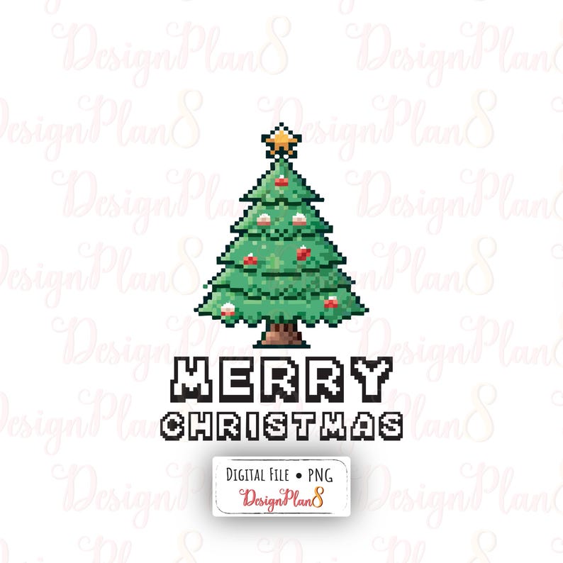 Christmas Tree Pixel Art PNG, Merry Christmas Pixel Design, Retro ...
