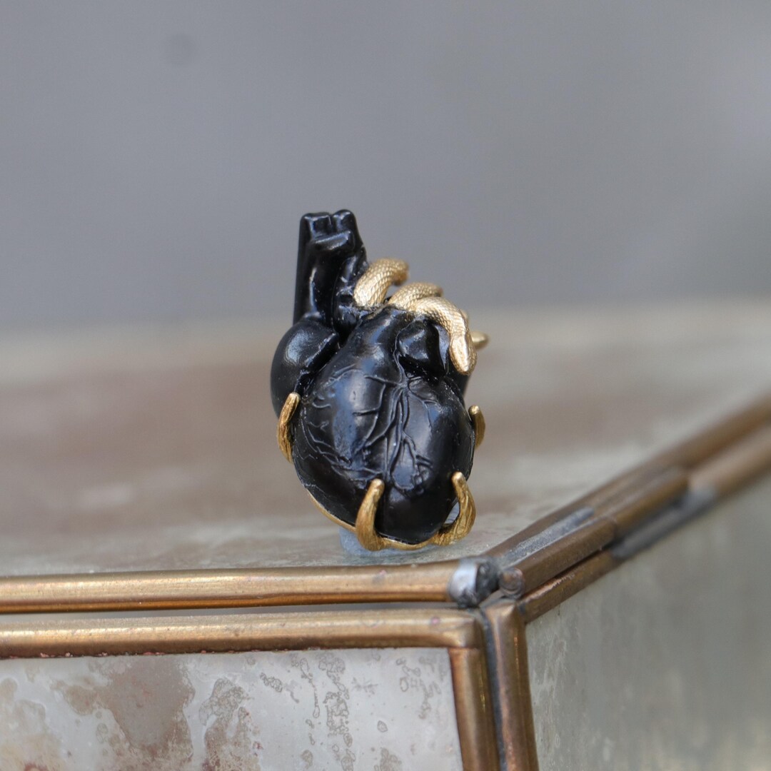 Marble Anatomical Heart Necklace, Goth Witch Pendant, Snake Heart ...