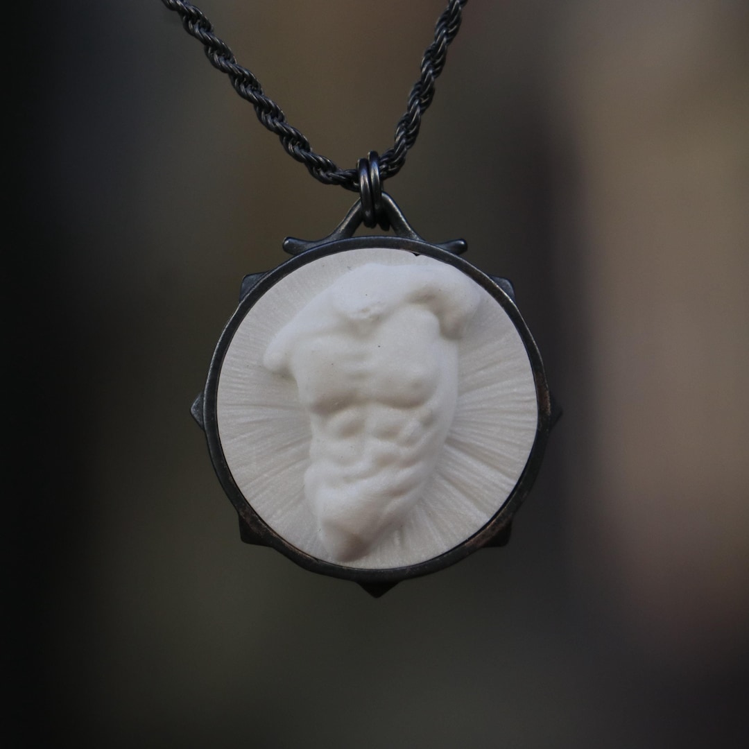 Marble Men's Body Figure Necklace, 925 Silver, Fitness Jewelry Gift ...