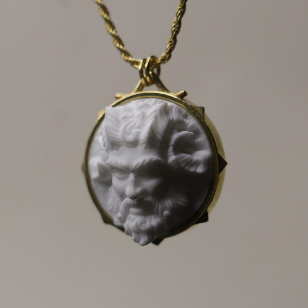 Marble Satyr Pendant, Gold Plated Silver, 925 Silver, Pan Satyr Charm ...