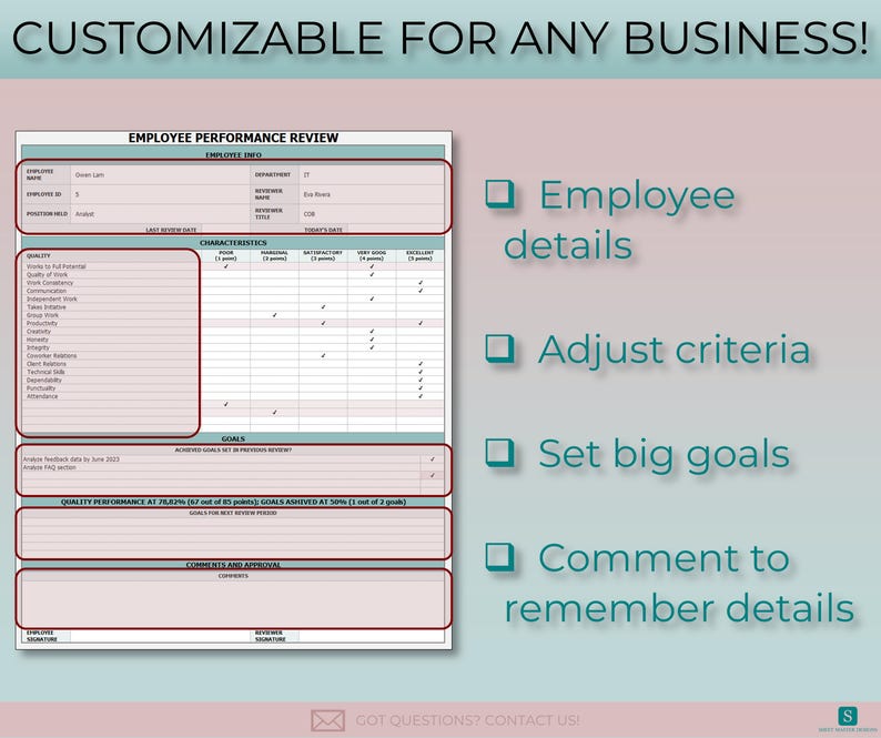 Employee Performance Review Spreadsheet | Automated & Easy to Use ...