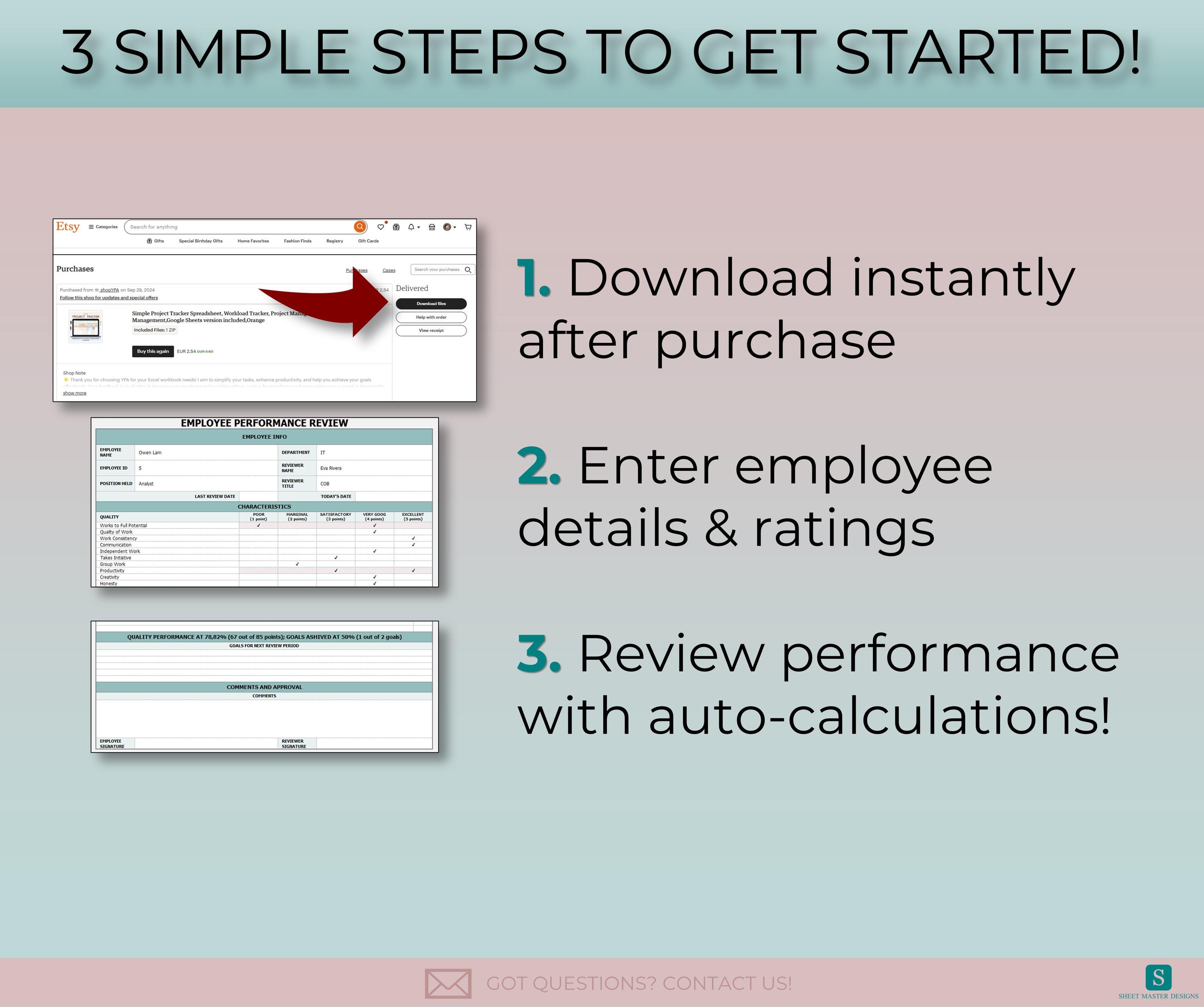Employee Performance Review Spreadsheet | Automated & Easy to Use ...