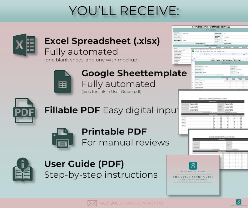 Employee Performance Review Spreadsheet | Automated & Easy to Use ...