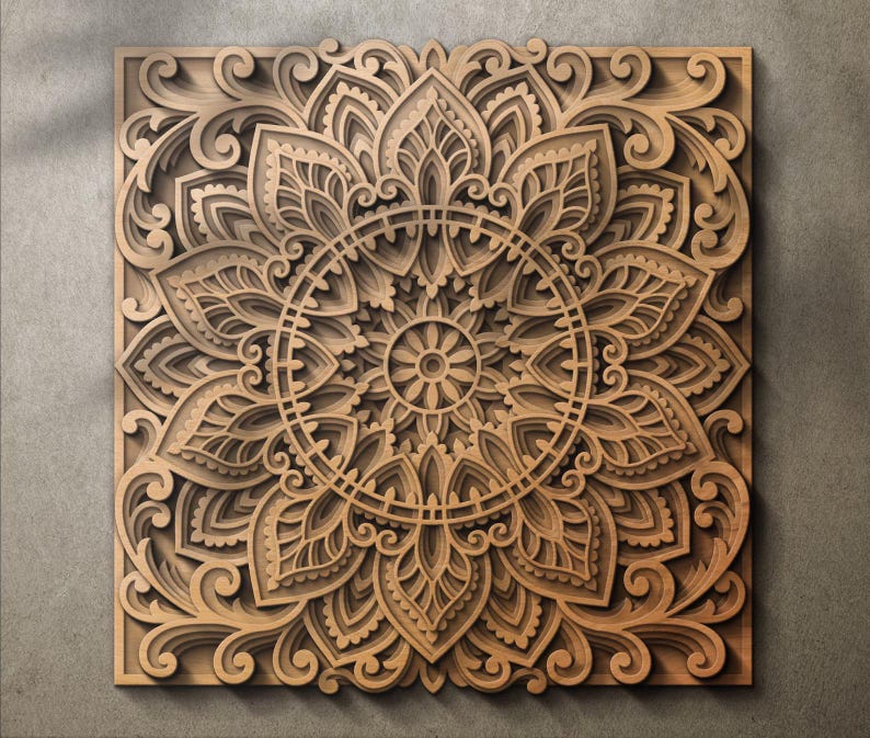 Multilayer Mandala Square Panel SVG Template - 3D Layered Vector ...