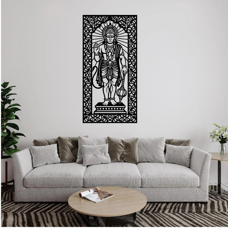 Hanuman Wall Decor: Laser Cut Hindu God Design Svg Png Dxf Eps (digital ...