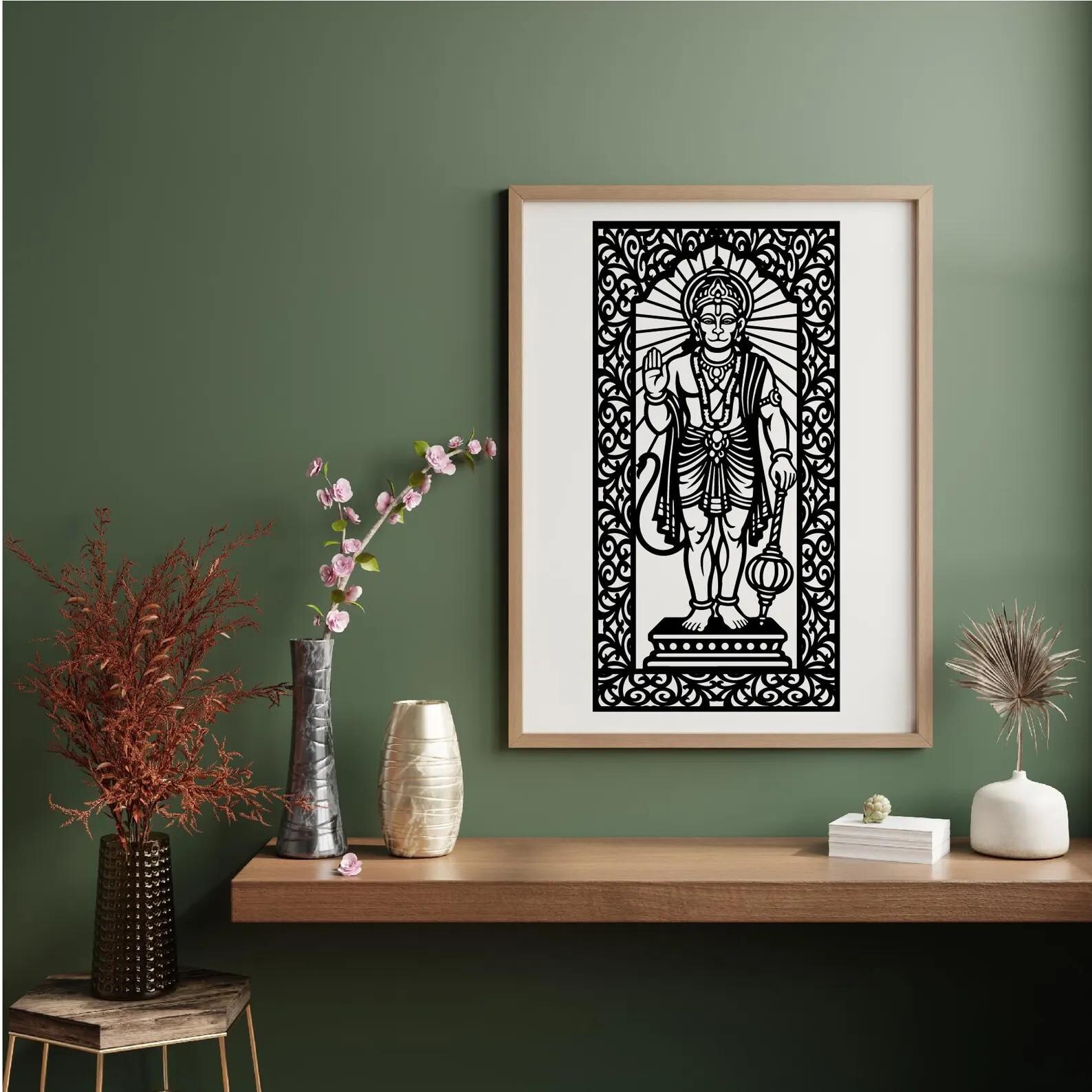 Hanuman Wall Decor: Laser Cut Hindu God Design Svg Png Dxf Eps (digital ...